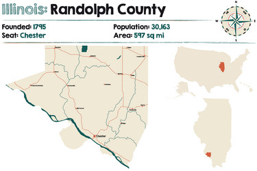 Map of randolph county in illinois Royalty Free Vector Image