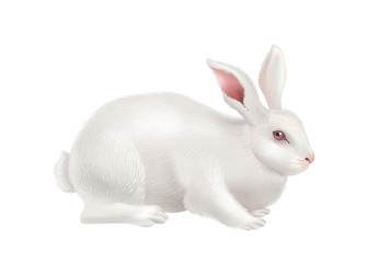 Cute white bunny sitting side view rabbit Vector Image