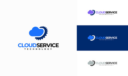 Cloud service logo designs concept gear Royalty Free Vector