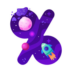 Space slash sign with rocket and starry sky Vector Image