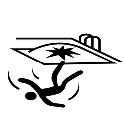 Caution fall hazard symbol sign isolated on white Vector Image