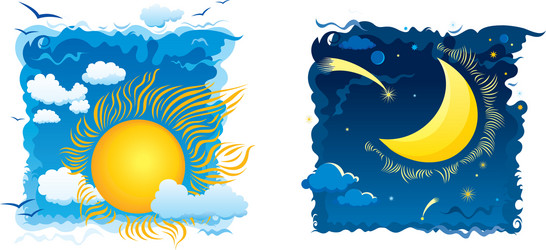 Change day and night cycle movement path sun Vector Image