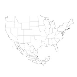 United states and mexico political map Royalty Free Vector