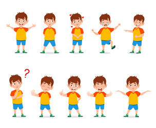 Boy emotions child character in emotional poses Vector Image