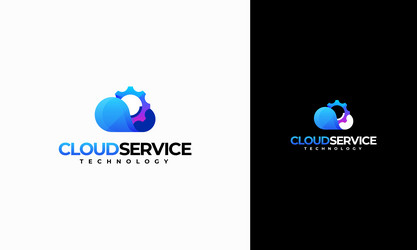 Cloud service logo designs concept gear Royalty Free Vector