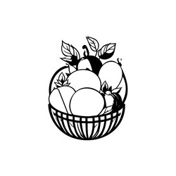 Bucket fruit icon hand draw black thanksgiving Vector Image