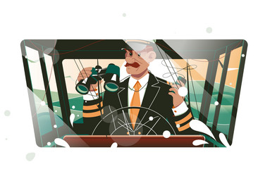 Man cruise ship captain cartoon in sailor uniform Vector Image