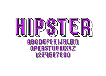 3d modern font trendy blue alphabet condensed Vector Image