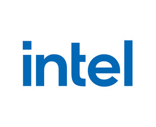 Intel brand logo software computer symbol blue Vector Image