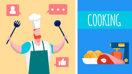 Cooking vlogger female Royalty Free Vector Image