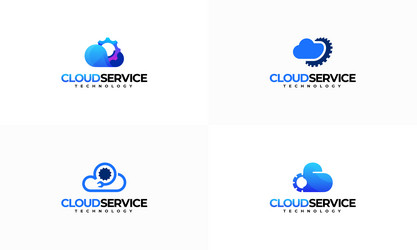 Cloud service logo designs concept gear Royalty Free Vector