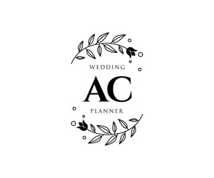 Ac initials letter wedding monogram logos Vector Image
