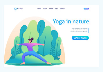 Yoga girl in pose park flat 2d character Vector Image