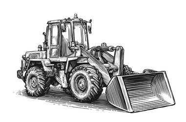 Hand drawn farm tractor sketch Royalty Free Vector Image
