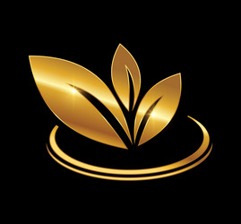 Golden leaf logo icon Royalty Free Vector Image