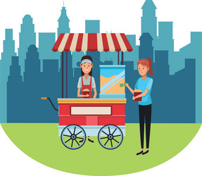 Food stands cartoon Royalty Free Vector Image - VectorStock
