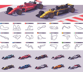 Sport racing symbols isometric pictures Royalty Free Vector