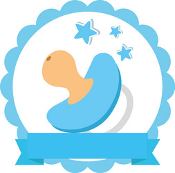 Cute pacifier baby in lace frame Royalty Free Vector Image