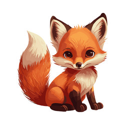 Realistic cartoon fox isolated on white Royalty Free Vector