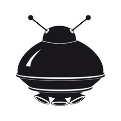 Ufo icon spacecraft of alien flat black Royalty Free Vector