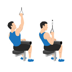 Man Doing One Arm Lat Pull Down Pull Downs Vector Image