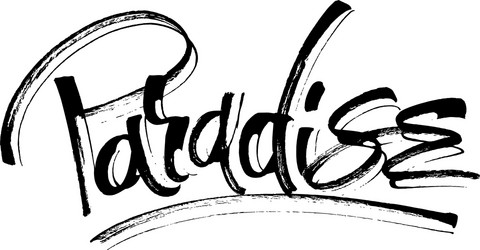 Tropical paradise lettering phrase with palms Vector Image