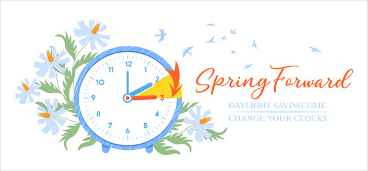 Daylight saving time info banner spring forward Vector Image