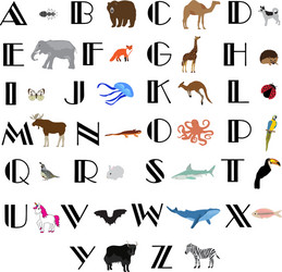 Cartoon animal alphabet chart Royalty Free Vector Image