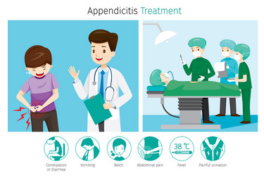 Surgeon operate on appendicitis patient Royalty Free Vector