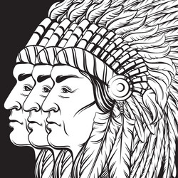 Indian Chief Front Profile Face