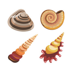 Ocean cockleshells cartoon sea shells Royalty Free Vector