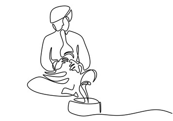 Continuous one line drawing of indian dancer Vector Image