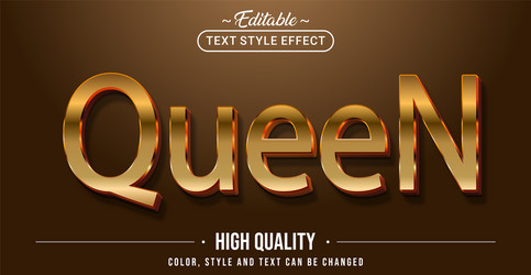 Editable text style effect - queen text style Vector Image