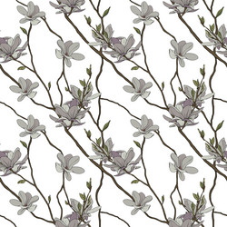 Blooming tree seamless pattern with flowers Vector Image