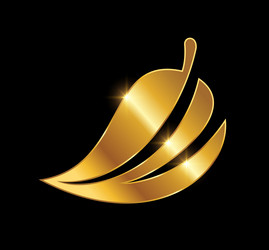 Golden leaf logo icon Royalty Free Vector Image