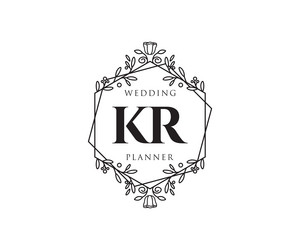 Kr initials letter wedding monogram logos Vector Image