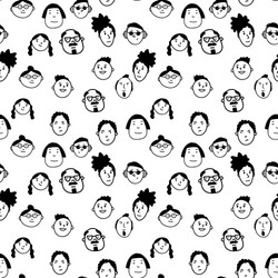 Funny faces and emotions seamless pattern doodle Vector Image