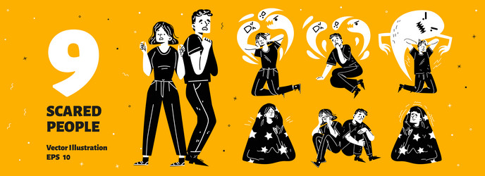 Afraid people running frightened citizens men Vector Image