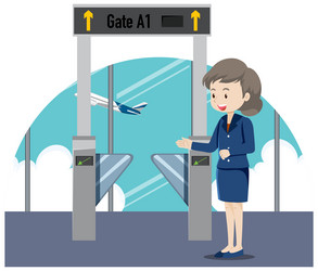 Boarding gate entrance with ground crew Royalty Free Vector