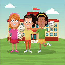 Girls volleyball school team Royalty Free Vector Image