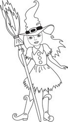 Black and white halloween witch Royalty Free Vector Image