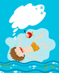 Little boy drowning under the water Royalty Free Vector