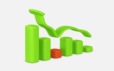 3d realistic green red graph with arrow up Vector Image