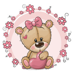 Cute cartoon teddy bear girl with bubble gum Vector Image