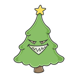 Angry christmas tree cartoon character Royalty Free Vector