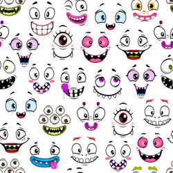 Funny cartoon faces seamless pattern background Vector Image