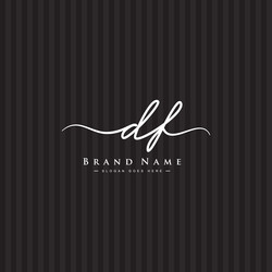 Df initial logo in signature style Royalty Free Vector Image