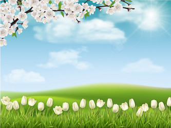Cartoon spring landscape Royalty Free Vector Image