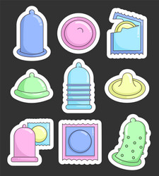 Condoms sticker bookmark medical contraceptive Vector Image