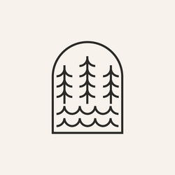 Pine line art logo design Royalty Free Vector Image